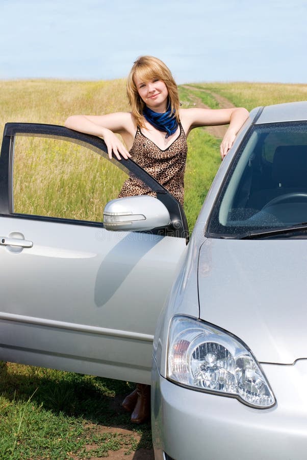 Girl standing near her car stock photo. Image of drive - 5844368