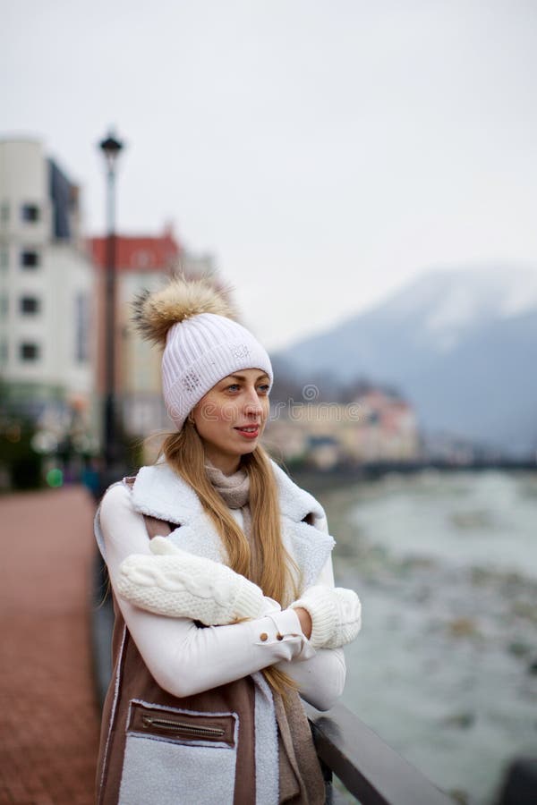 Girl Standing Near a Railing Stock Image - Image of river, female ...
