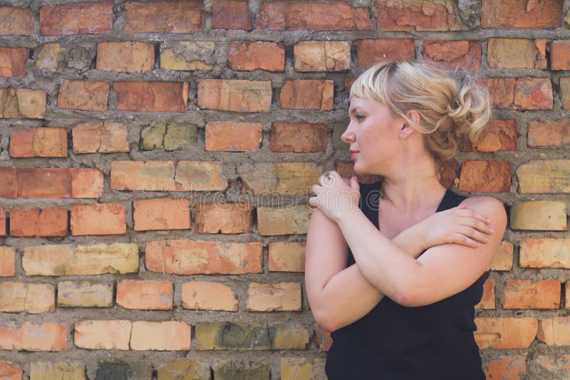 Girl Standing Near the Wall Stock Photo - Image of caucasian, fashion ...