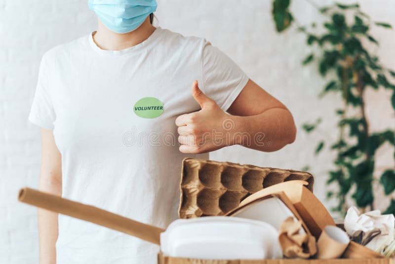 Girl Standing Next To Box Filled with Garbage Shows Like Stock Image ...