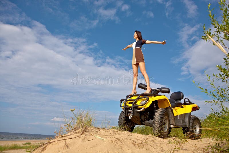 Teen Riding Quad ATV in Hills Stock Photo - Image of driving ...