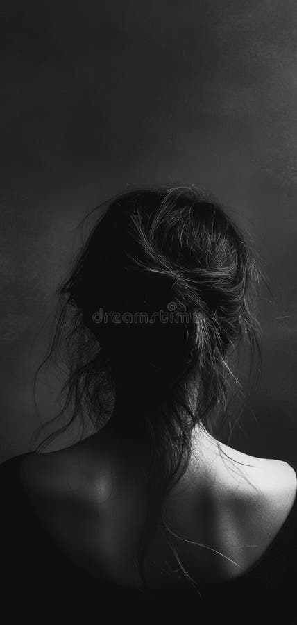 Silhouette of a Girl with Soft Lighting Against a Dark Background ...