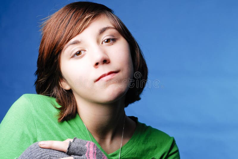 Girl staring stock image. Image of happy, hair, gloves - 22871227