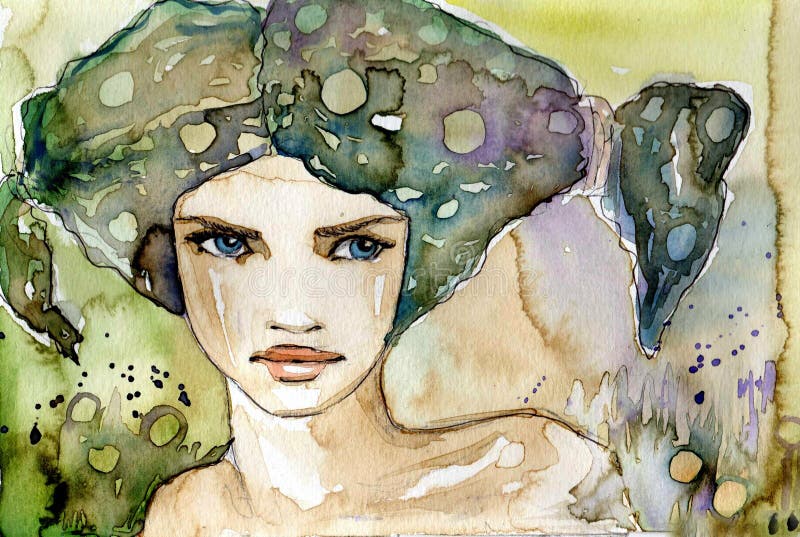 Girl staring stock illustration. Illustration of painting - 23645315