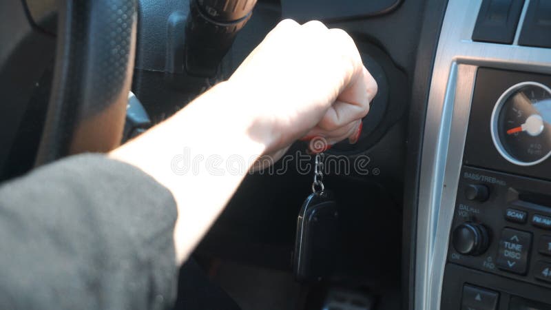 Girl start engine of a car stock video. Video of karting - 92747509