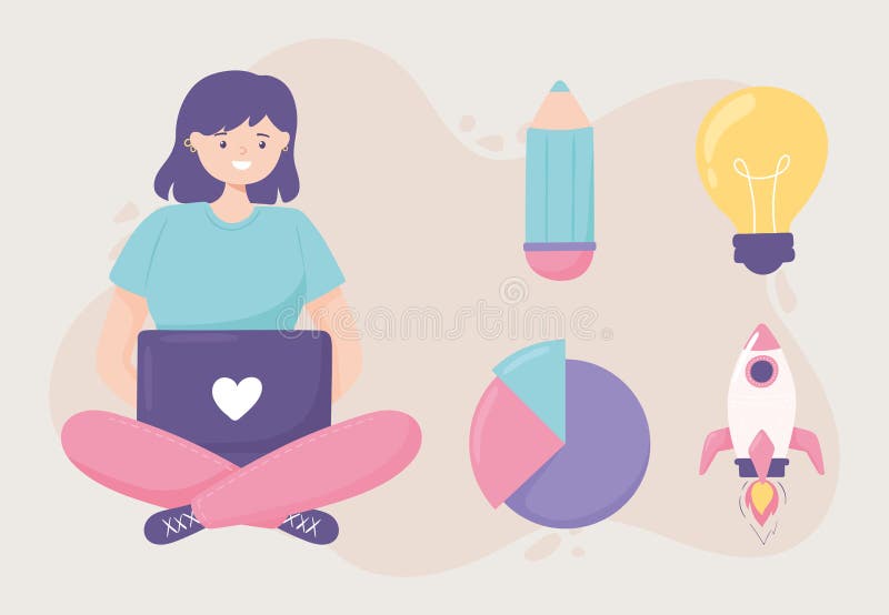 Girl start up concept stock vector. Illustration of woman - 228403604