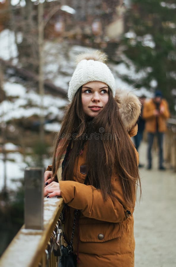 Girl Staying Near the Lamp Post Stock Image - Image of columns, great ...