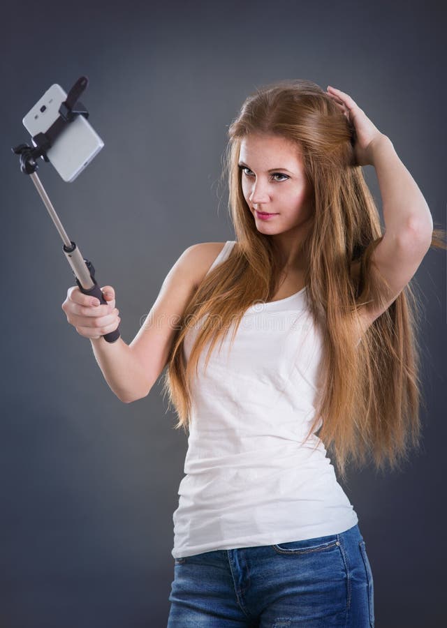 Girl with a Stick Self Photographed Stock Photo - Image of caucasian ...