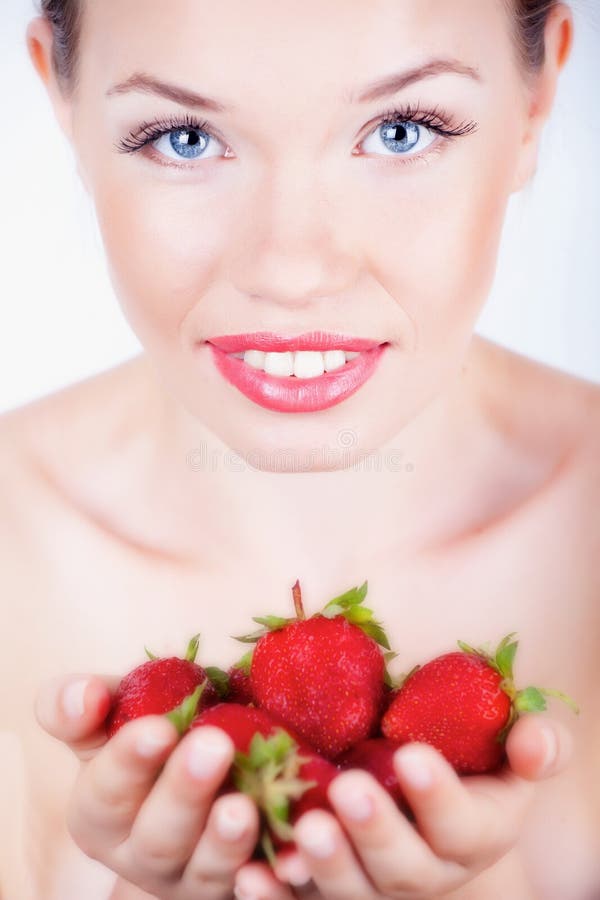Girl with strawberry stock photo. Image of beautiful - 23827046