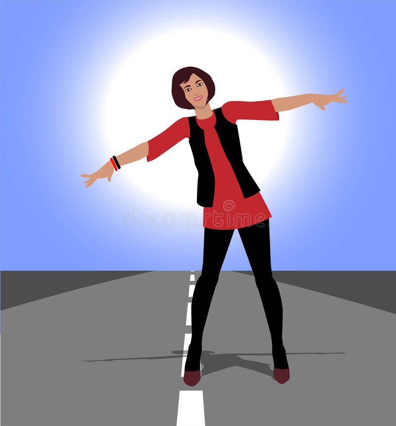 Girl on the Street with Open Arms Stock Vector - Illustration of ...