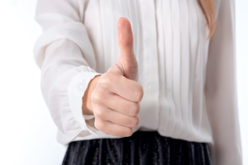 Girl Stretched Her Hand Forward and Shows Gesture Class Close-up Stock ...