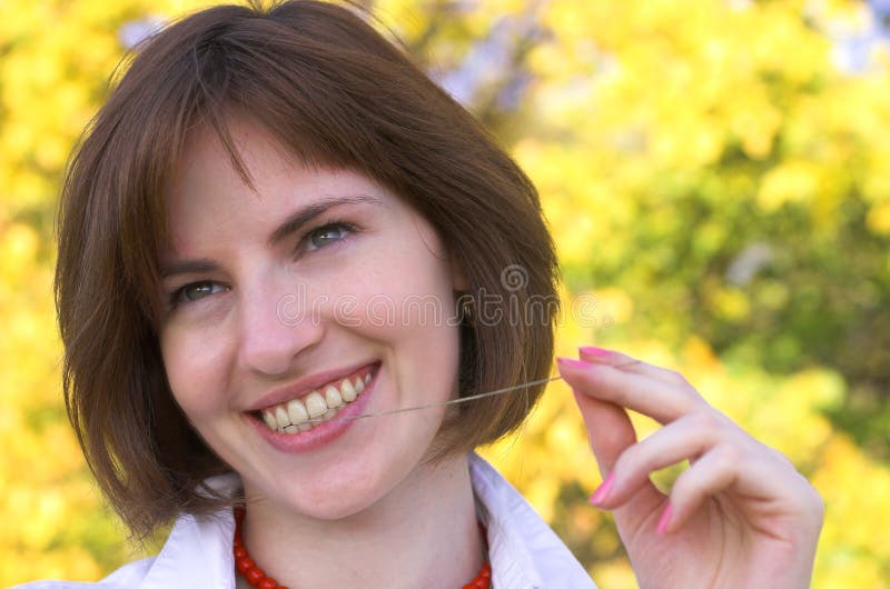 Girl with a strow stock image. Image of healthy, health - 1633267