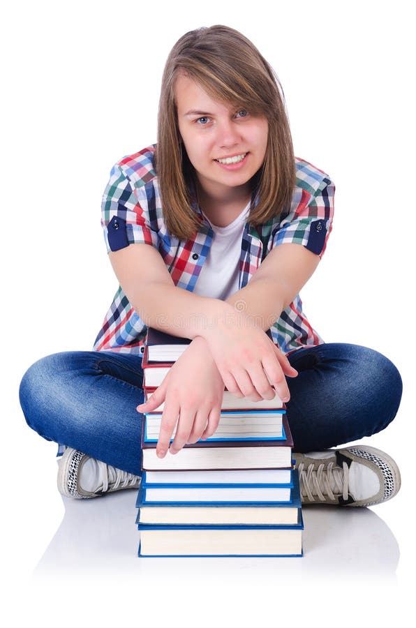 Girl student with books stock image. Image of homework - 32480765