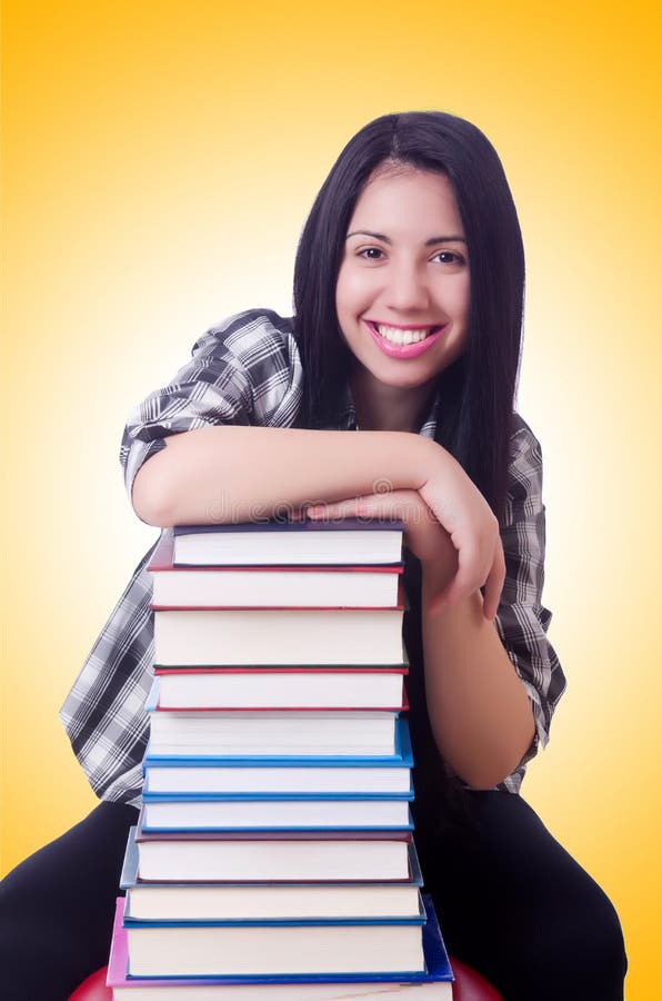 Girl student with books stock photo. Image of reading - 47561036