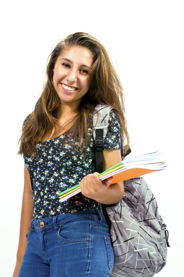 Girl student stock photo. Image of brown, books, blank - 46505302