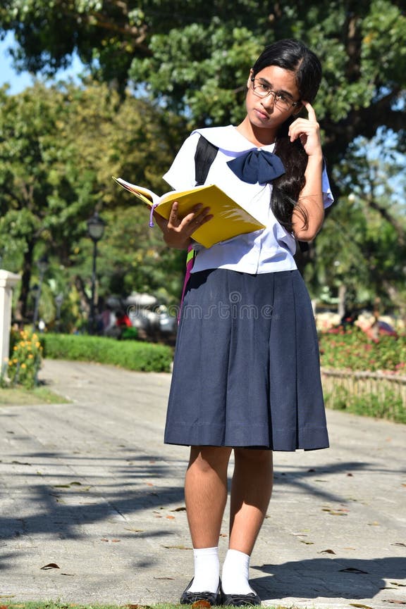 A Girl Student and Confusion Standing Stock Photo - Image of youth ...