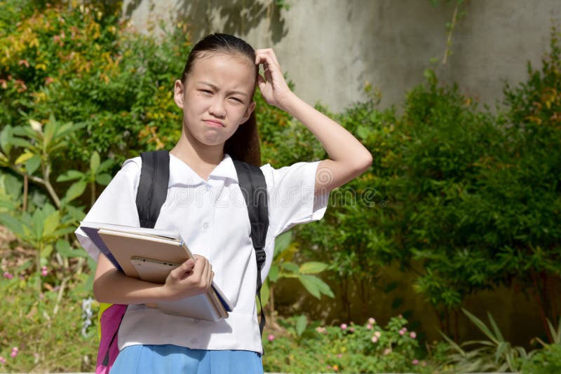 Girl Student and Confusion with Textbooks Stock Photo - Image of ...