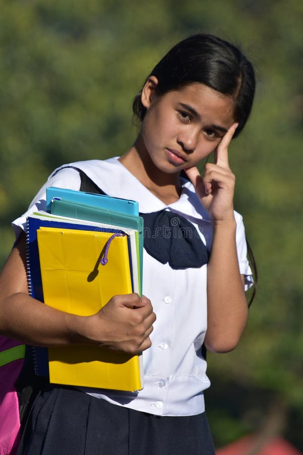Girl Student Decision Making Wearing School Uniform Stock Photo - Image ...