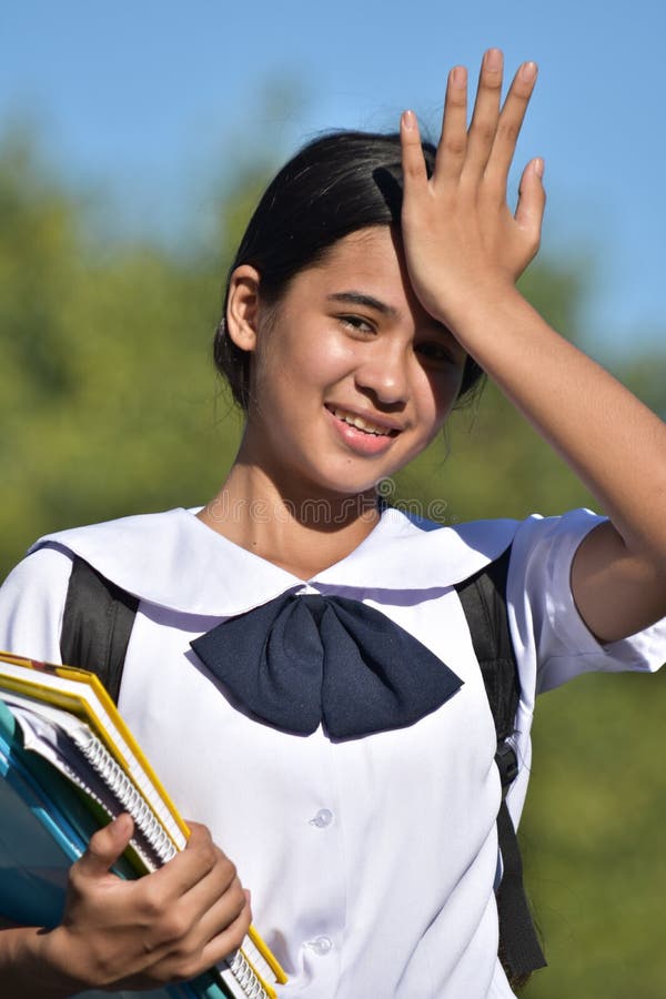 Girl Student Memory Problems Holding Books Stock Image - Image of text ...