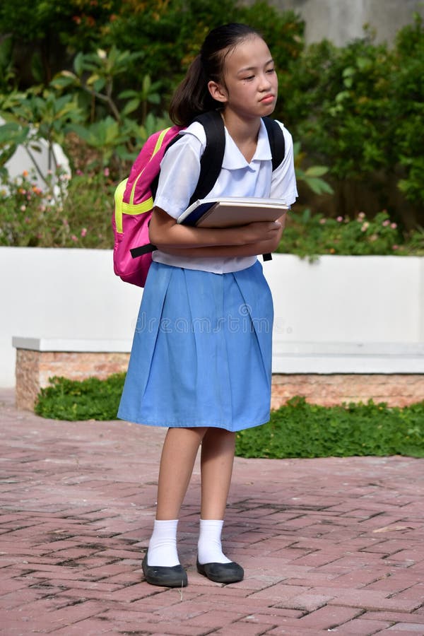 A Girl Student Poor Health Standing Stock Image - Image of poverty ...