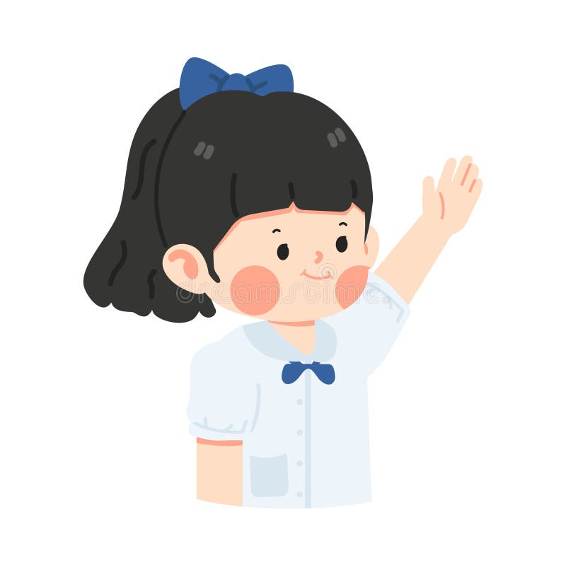 Girl Student Raising Hand Cartoon Stock Vector - Illustration of funny ...