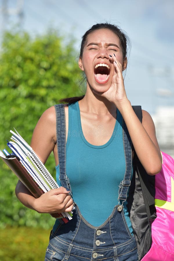A Girl Student Shouting stock photo. Image of young - 152177566