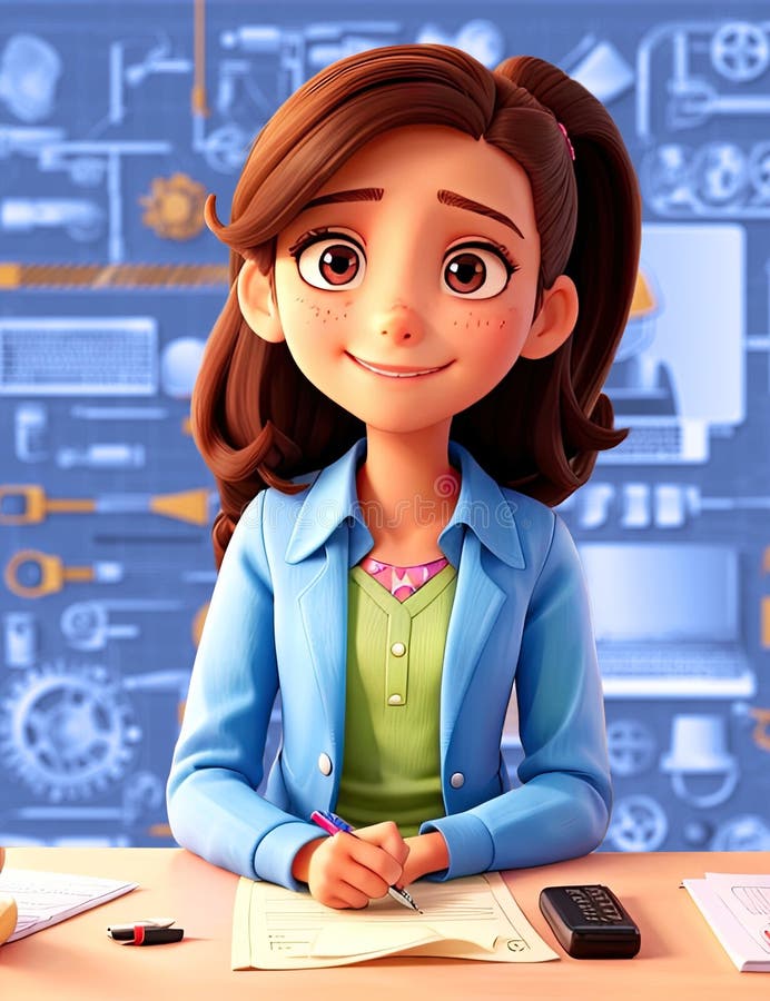 A Girl Student is Studying To Become an Engineer Stock Illustration ...