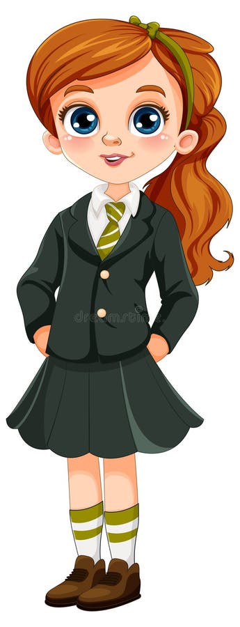 Girl in Student Uniform Cartoon Stock Vector - Illustration of learning ...