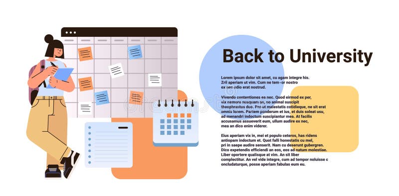 Girl Student Using Tablet Pc Near Task Board Back To University Science ...