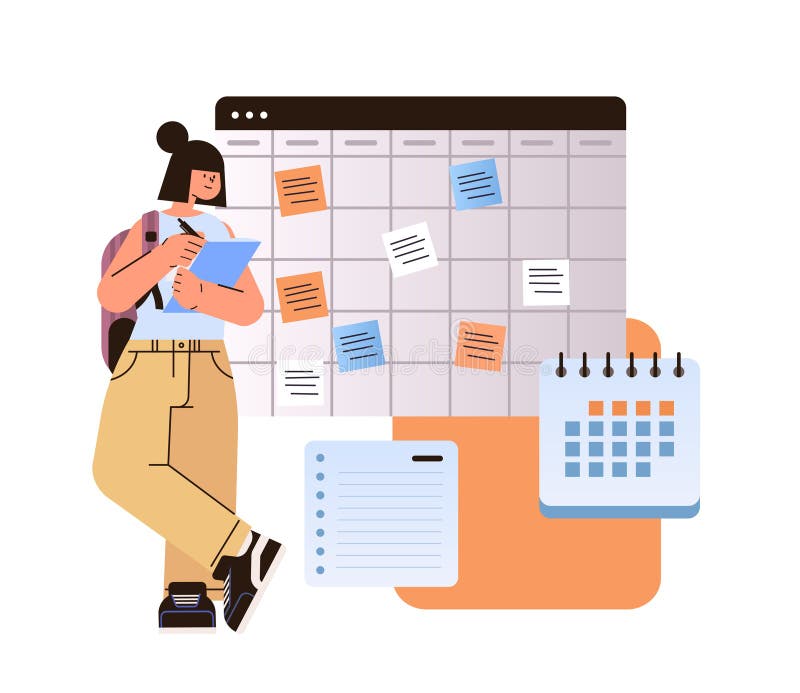 Girl Student Using Tablet Pc Near Task Board Back To University Science ...