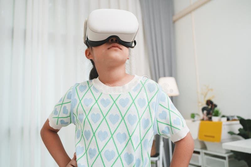 Girl Student Using VR Headset Education and Gaming Concept Stock Photo ...