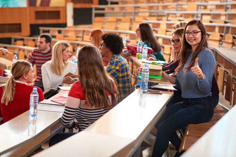 Girl Students at Class of University Stock Image - Image of brainstorm ...