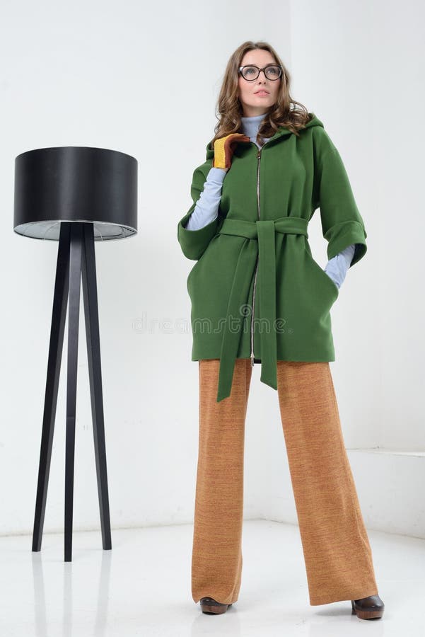 Girl in Studio Posing at Coat Stock Image - Image of girls, clothing ...