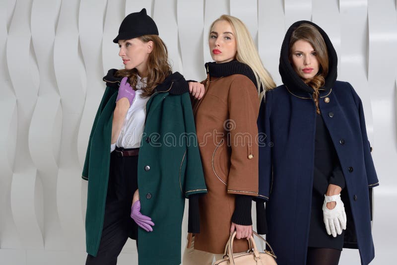 Girl in Studio Posing at Coat Stock Photo - Image of coat, corporate ...