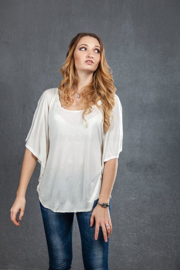 Girl in Studio Posing Relaxed Stock Image - Image of black, makeup ...