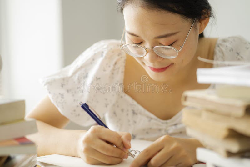 A girl study at home stock image. Image of pretty, knowledge - 162036447