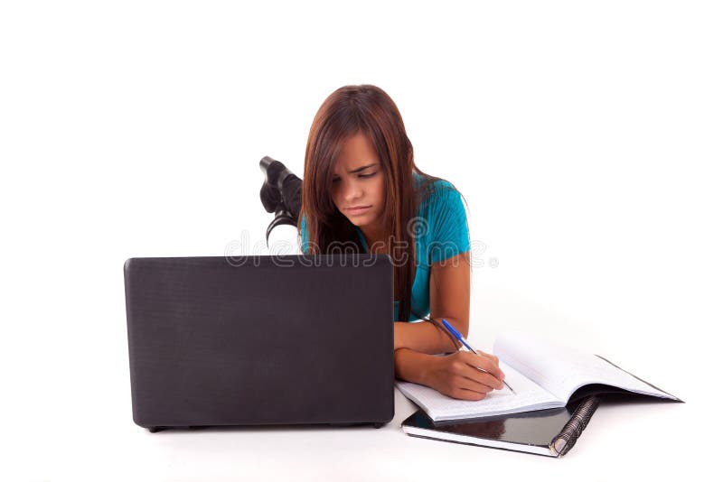 Girl studying stock photo. Image of computer, cheerful - 27295724