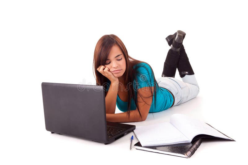 Girl studying stock photo. Image of computer, cheerful - 27295724