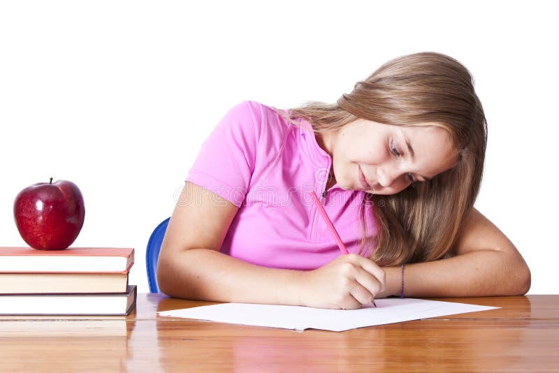 Girl studying stock image. Image of backgrounds, apple - 78435667