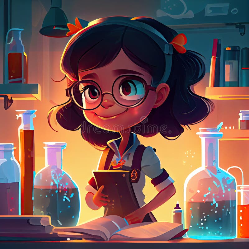 Girl Studying Science. Illustration Stock Illustration - Illustration ...