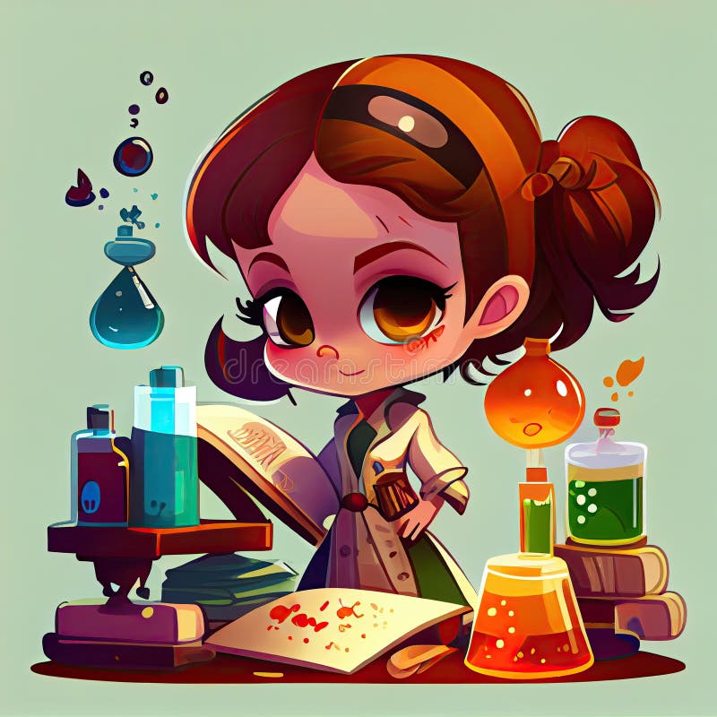 Girl Studying Science. Illustration Stock Illustration - Illustration ...