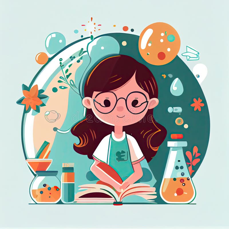 Girl Studying Science. Illustration Stock Illustration - Illustration ...