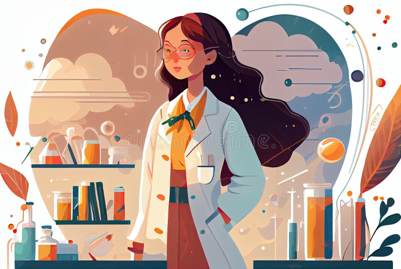 Girl Studying Science. Illustration Stock Illustration - Illustration ...