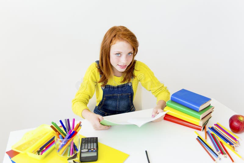 Girl is studying stock photo. Image of childhood, happy - 102165016