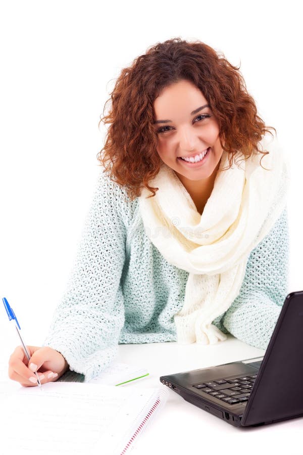 Girl studying stock photo. Image of computer, cheerful - 27295724