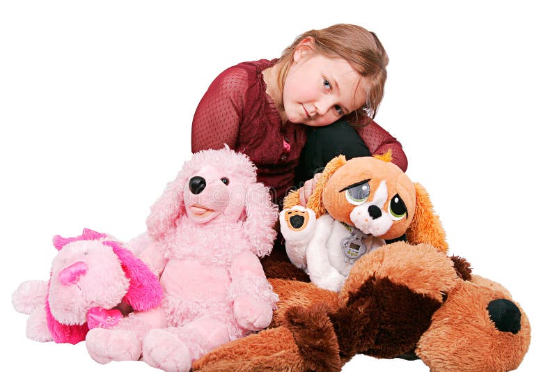 Girl and stuffed animals stock photo. Image of person - 4624914