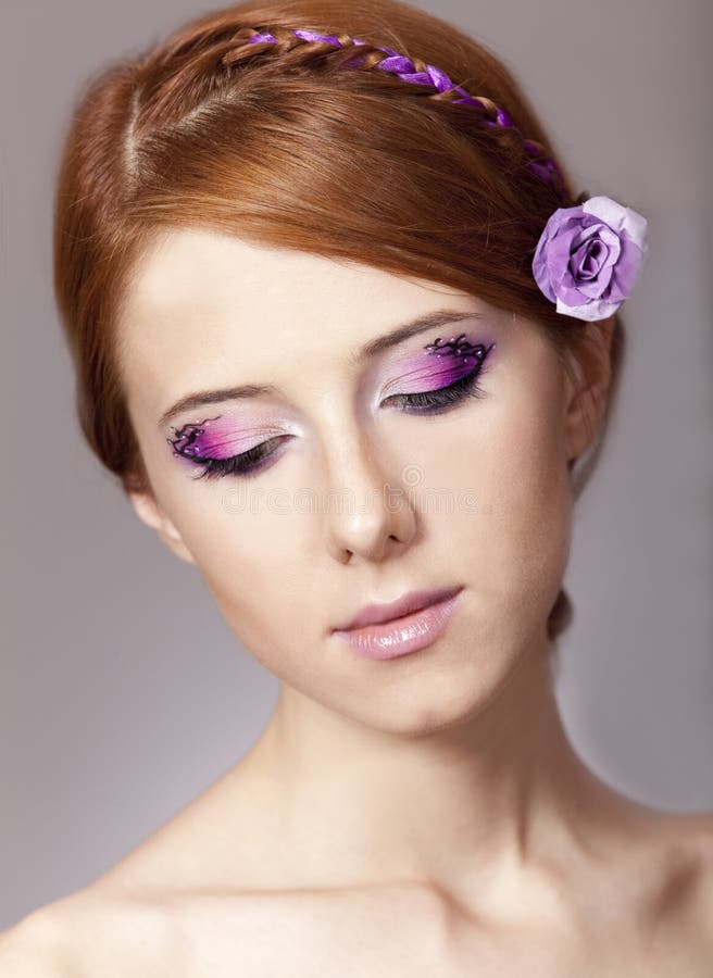 Girl with style make-up. stock photo. Image of close - 25216498