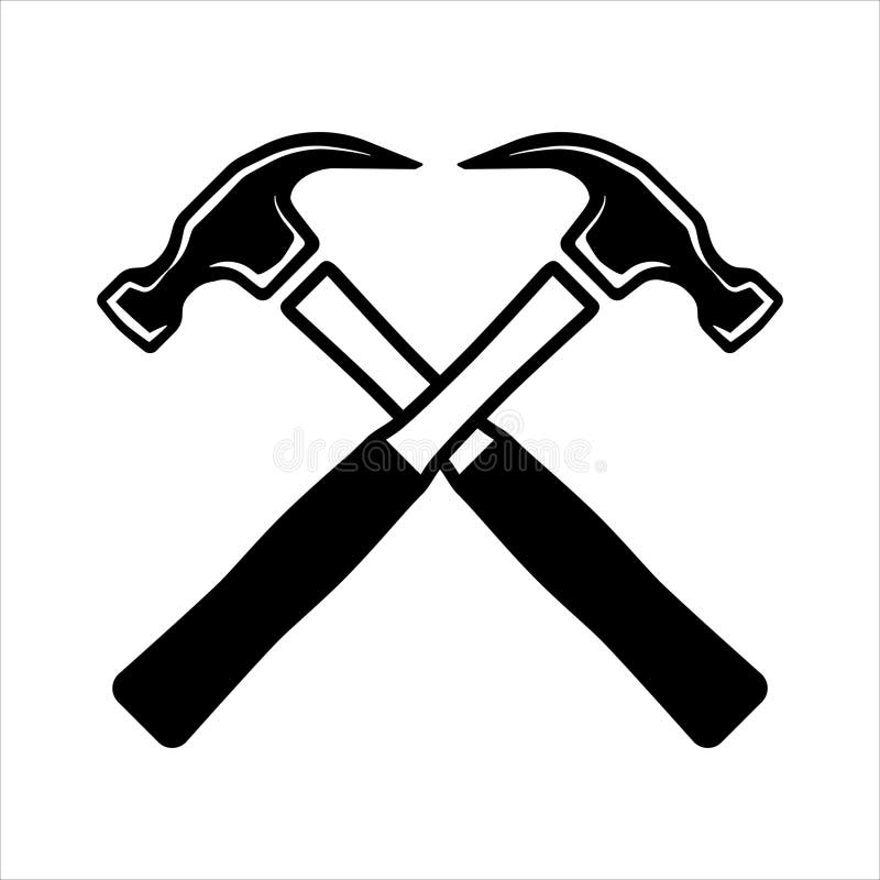 Two Crossed Hammers Vector Flat Icon. Stock Vector - Illustration of ...