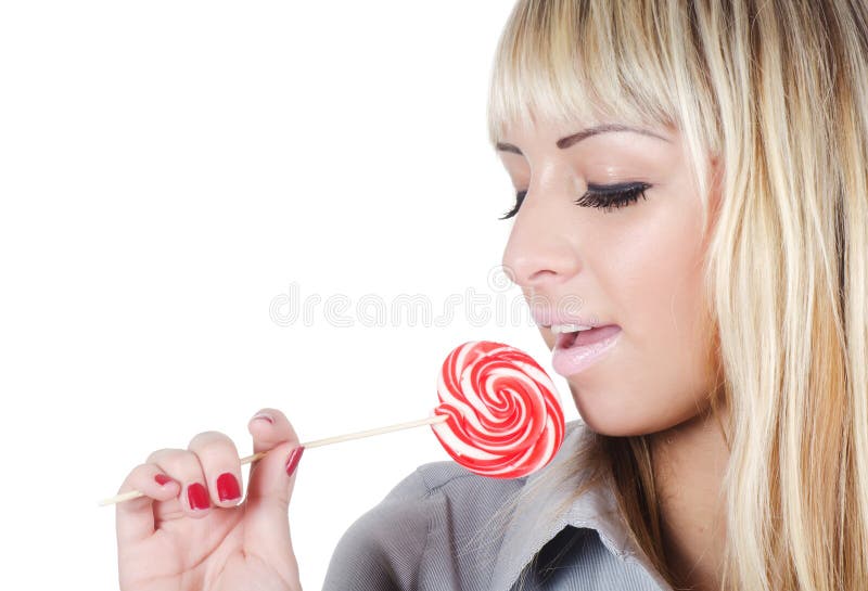 The Girl with a Sugar Candy Stock Photo - Image of girl, food: 21875252