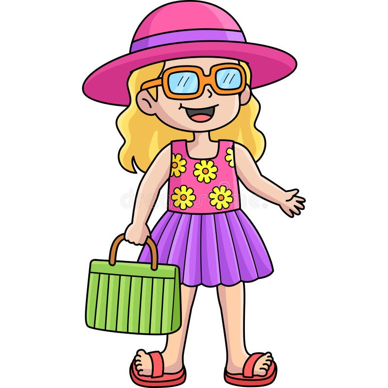Girl in a Summer Outfit Cartoon Colored Clipart Stock Vector ... Girl in a Summer Outfit Cartoon Colored Clipart Stock Vector ...